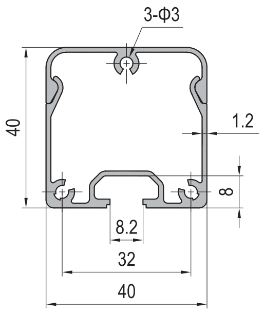 Conduit Profile 40x40 - Aluminium Profile/Aluminum Extrusions/Aluminum ...
