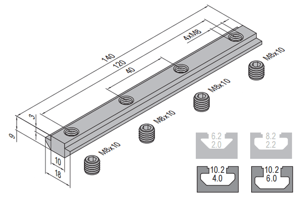 Linear Bar Connector (with top thread）- Connecting Elements - Aluminium ...